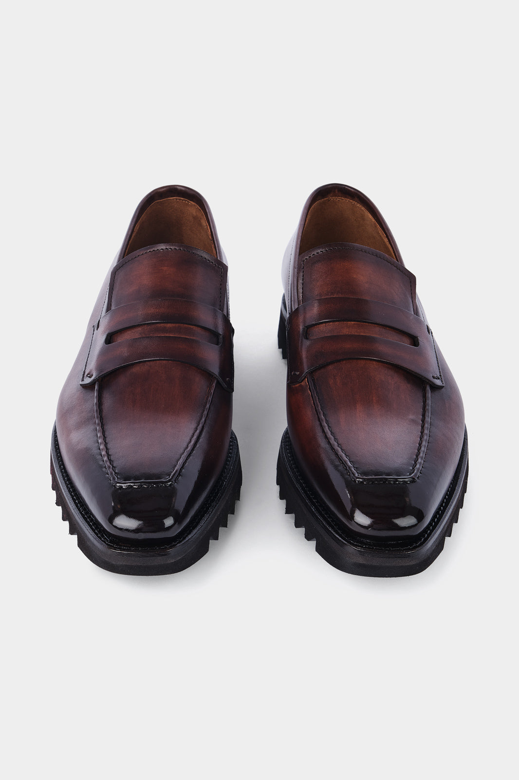 Mocassins en cuir patiné avec semelle crantée - Marron | Danyberd